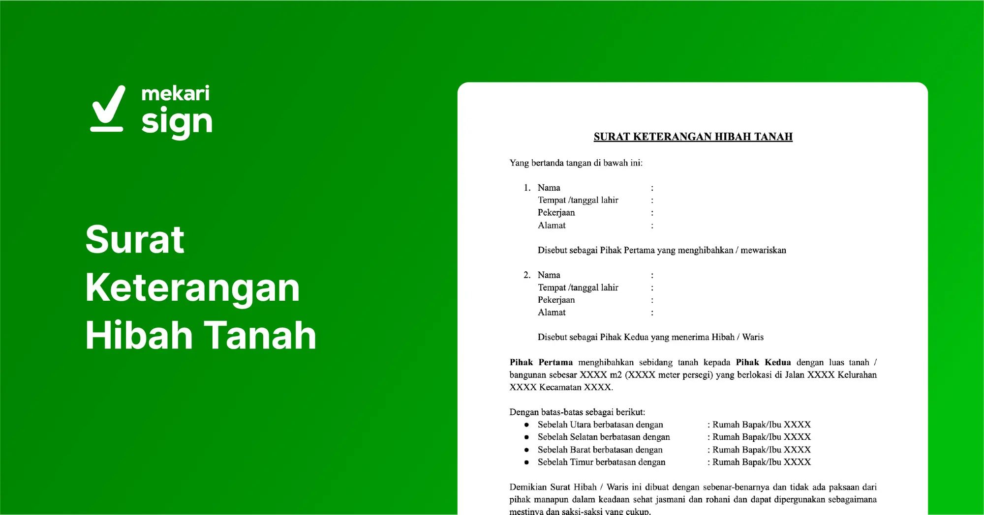 Contoh & Template Surat Keterangan Hibah Tanah Resmi