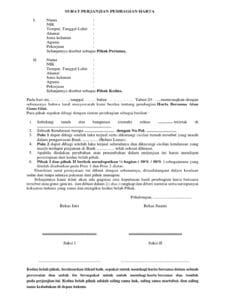 Format dan Contoh Surat Perjanjian Pembagian Harta Bersama