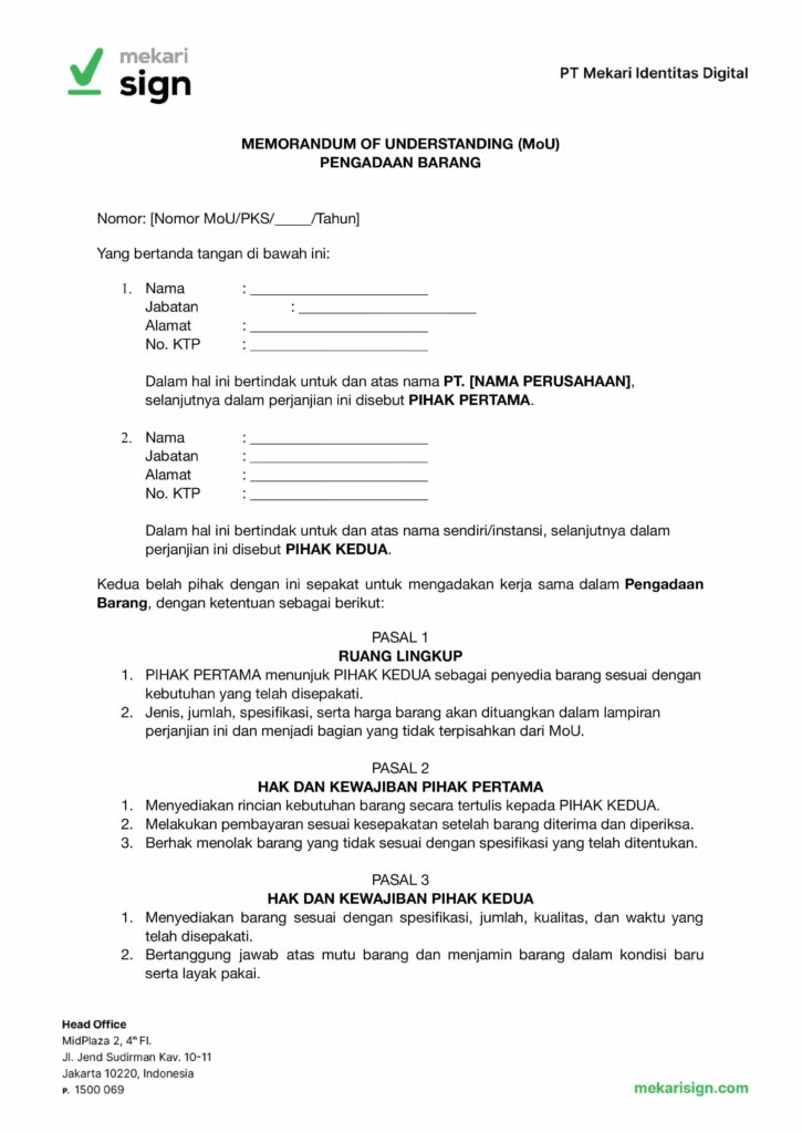 15 Contoh MoU: Bisnis, Sponsorship, Event, Sekolah + PDF