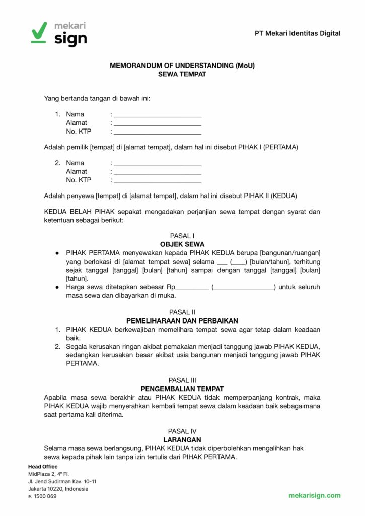 15 Contoh MoU: Bisnis, Sponsorship, Event, Sekolah + PDF